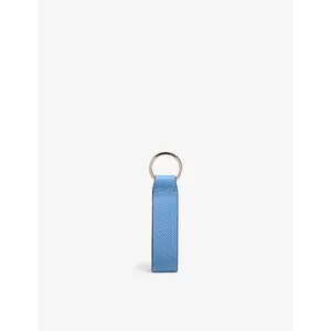 Smythson Panama Grained Leather Keyring - Nile Blue
