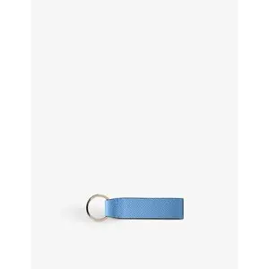 Smythson Panama Grained Leather Keyring - Nile Blue