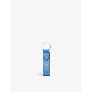 Smythson Panama Grained Leather Keyring - Nile Blue