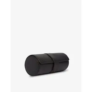Smythson Panama Grained Leather Watch Roll - Black