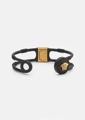 Versace Versace Safety Pin Cuff Bracelet Black+gold