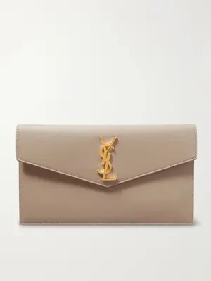 Saint Laurent Uptown Textured-leather Pouch - Beige