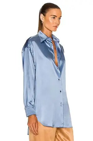 TOM FORD Silk Satin Relaxed Shirt - Light Avio