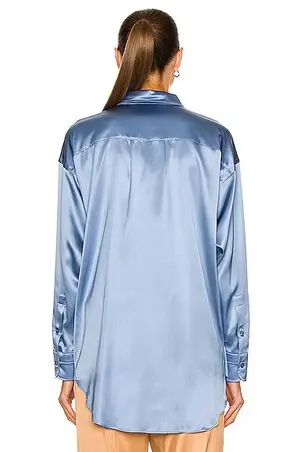TOM FORD Silk Satin Relaxed Shirt - Light Avio
