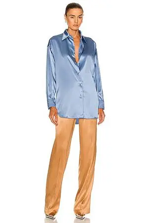TOM FORD Silk Satin Relaxed Shirt - Light Avio
