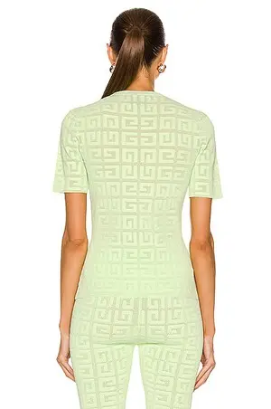 Givenchy 4g Lace Crewneck Short Sleeve Sweater In Green