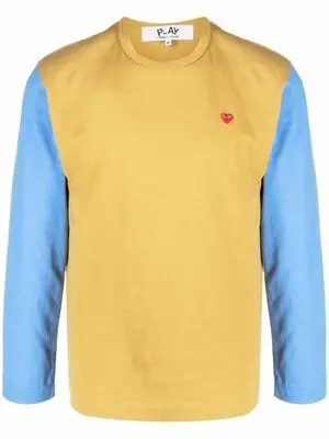 Play Comme Des Garcon Logo-embroidered Colour-block T-shirt - Green