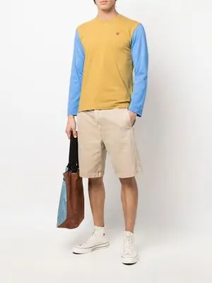 Play Comme Des Garcon Logo-embroidered Colour-block T-shirt - Green