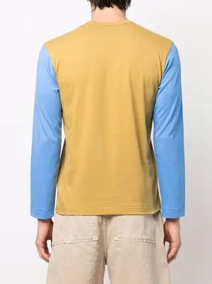 Play Comme Des Garcon Logo-embroidered Colour-block T-shirt - Green