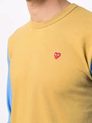 Play Comme Des Garcon Logo-embroidered Colour-block T-shirt - Green