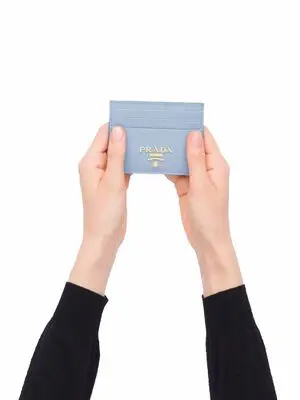 Prada Logo Lettering Cardholder - Blue