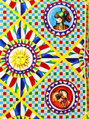 Dolce & Gabbana Large Carretto-print Velvet Cushion