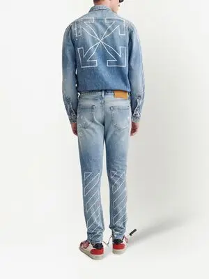 Off-White Diag-stripe Distressed Jeans