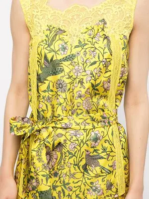 Shiatzy Chen Sleeveless Floral Print Silk Top - Yellow