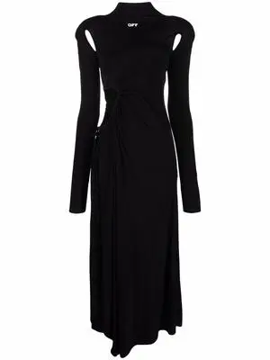 Off-White Logo-print Cut-out Dress - Black