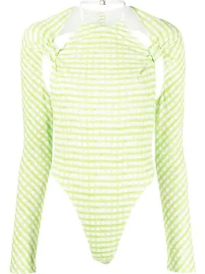 Jacquemus Check-print Bodysuit - Green