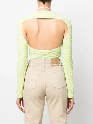 Jacquemus Check-print Bodysuit - Green