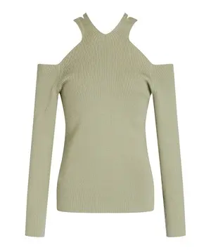 DION LEE Cutout Ribbed Wool-blend Top Size