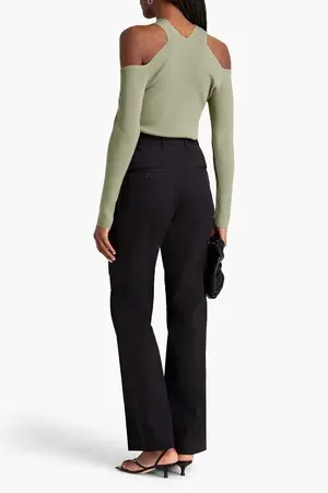 DION LEE Cutout Ribbed Wool-blend Top Size