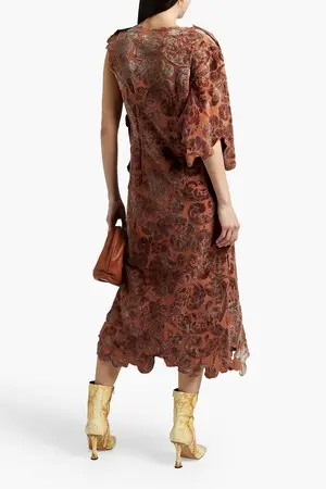 Acne Studios Asymmetric Devoré-velvet Midi Dress