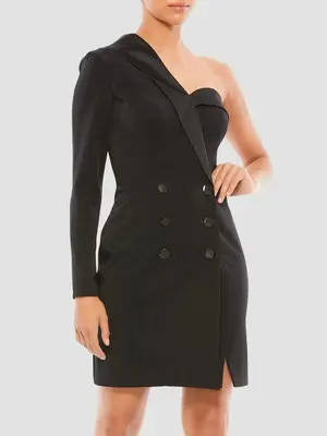 Mac Duggal Ieena One-shoulder Cocktail Dress - Black