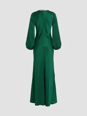 Mac Duggal Ieena Satin Sheath Gown - Emerald
