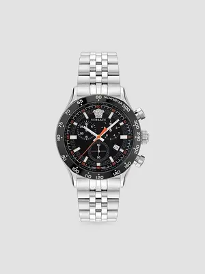 Versace Hellenyium Chrono 44mm Bracelet Watch - Grey