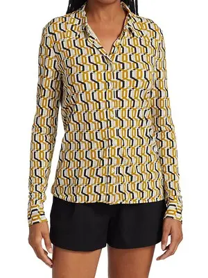 NILI LOTAN Celestine Abstract Print Shirt