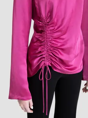 Santorelli Fabi Satin Ruched Top