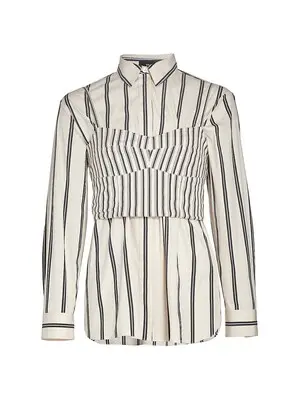 Theory Women's Striped Layered Bustier Shirt  - Neutral