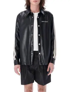 Palm Angels Ecoleather Track Shirt Jacket Nero/bianco
