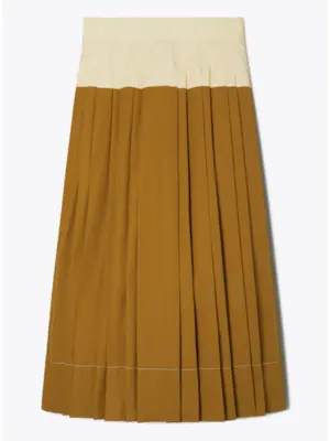 Tory Burch Cotton Poplin Pleated Skirt