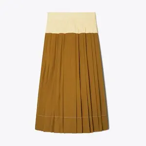 Tory Burch Cotton Poplin Pleated Skirt