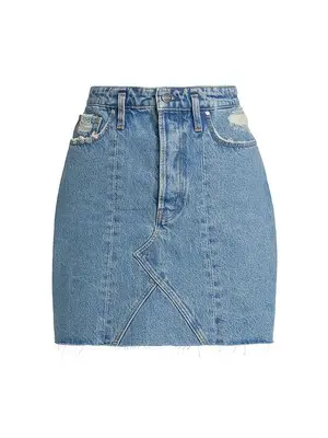ANINE BING Women's Connie Denim Miniskirt - Washed Blue - Size 26 - Washed Blue  - Washed Blue