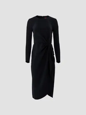 Carolina Herrera Draped Long-sleeve Midi Dress