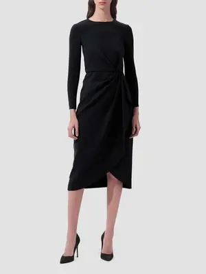 Carolina Herrera Draped Long-sleeve Midi Dress