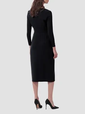Carolina Herrera Draped Long-sleeve Midi Dress