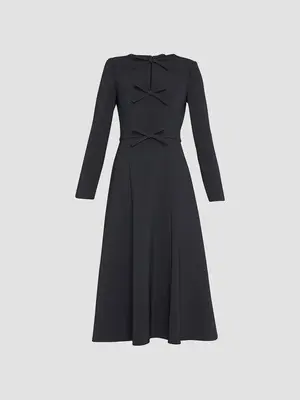 Carolina Herrera Icon Triple Bow Midi-dress Black