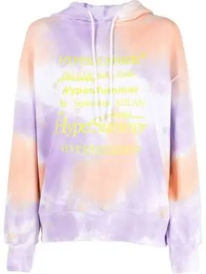 MSGM Slogan-print Tie-dye Hoodie