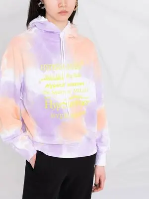 MSGM Slogan-print Tie-dye Hoodie