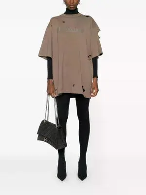 Balenciaga Logo Print Distressed T-shirt