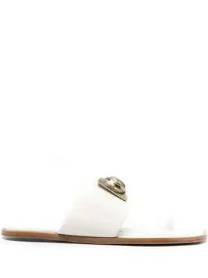 Etro Crown Me Leather Sandals - White