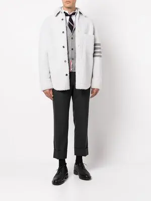 Thom Browne 4-bar Shearling Jacket - White