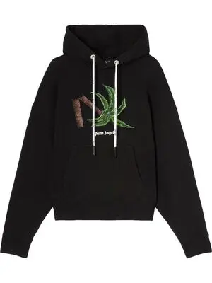 Palm Angels Broken Palm Printed Hoodie - Black