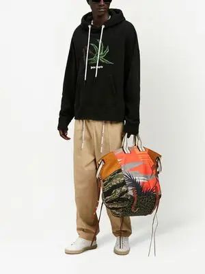 Palm Angels Broken Palm Printed Hoodie - Black