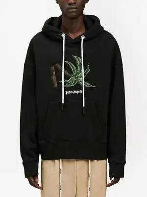 Palm Angels Broken Palm Printed Hoodie - Black