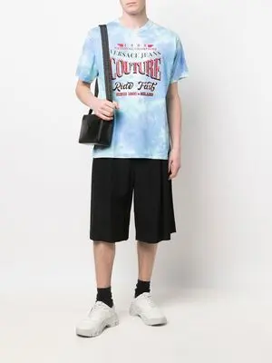 Versace Tie-dye Slogan-print T-shirt - Blue