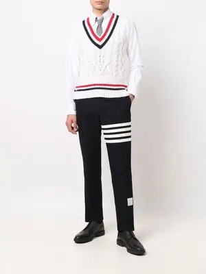 Thom Browne Rwb Trim Cable Knit Tank Top