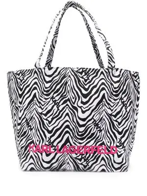Karl Lagerfeld Zebra-print Logo Tote Bag