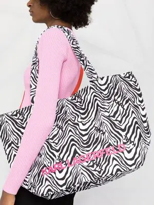 Karl Lagerfeld Zebra-print Logo Tote Bag